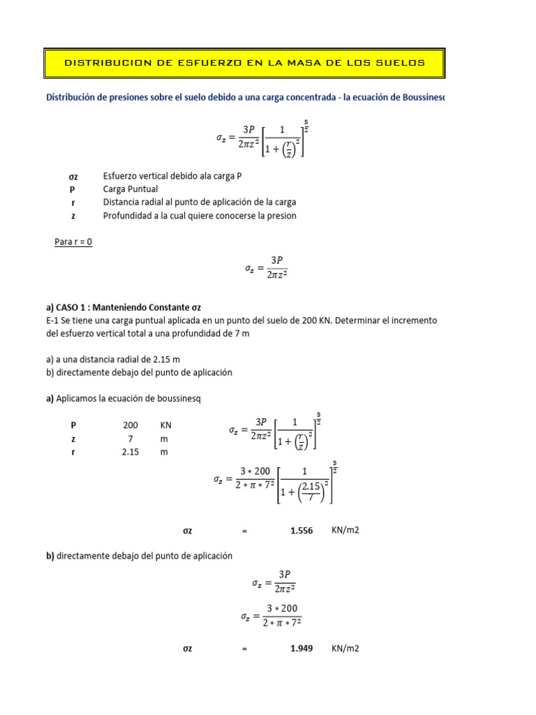 Ejercicios Esfuerzo en La Masa de Los Suelos | PDF