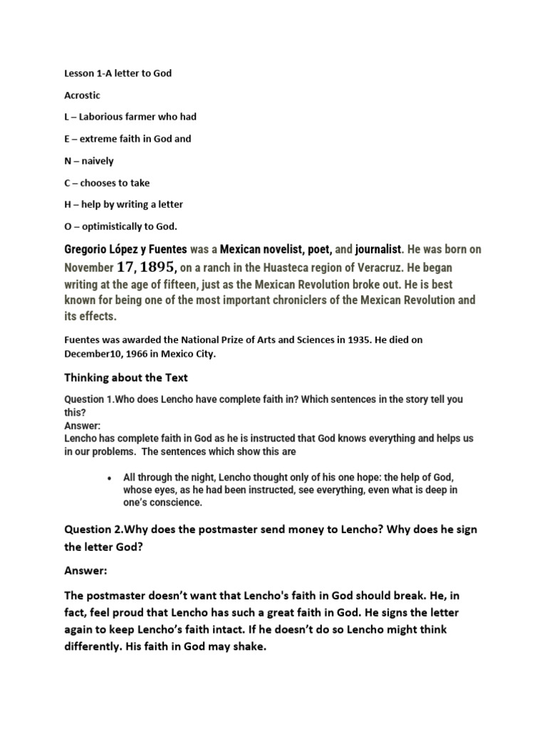 English Letter To God | PDF