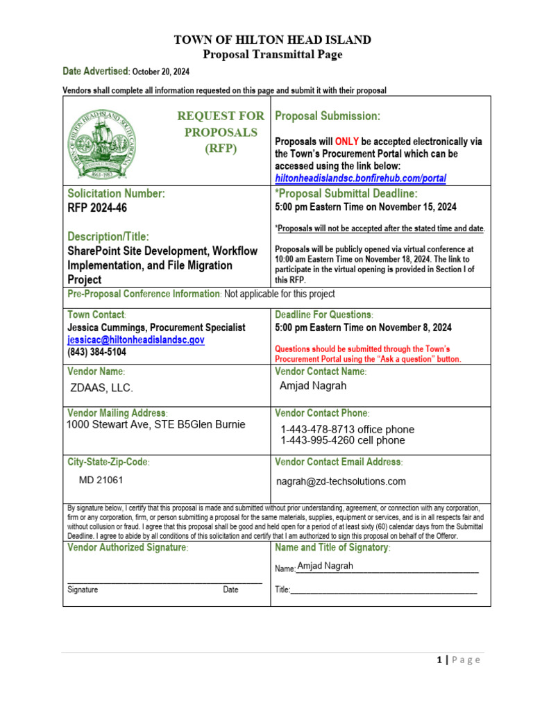 1-RFP 2024-46 SharePoint Site Development | PDF | E Verify | Employment