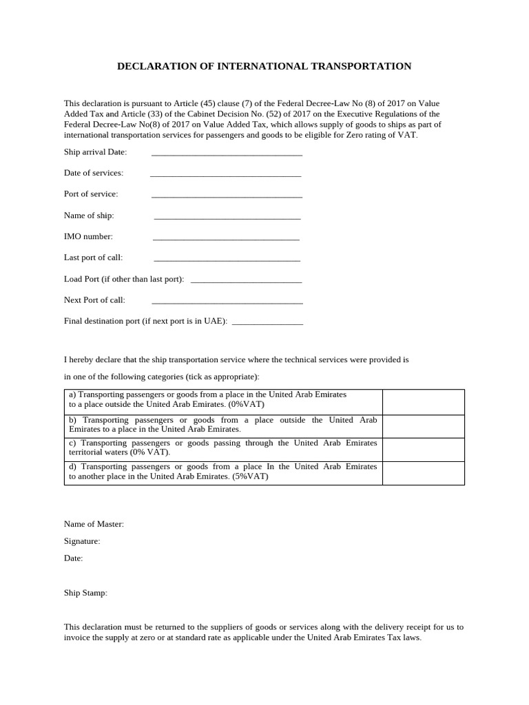 Declaration For VAT Exemption | PDF