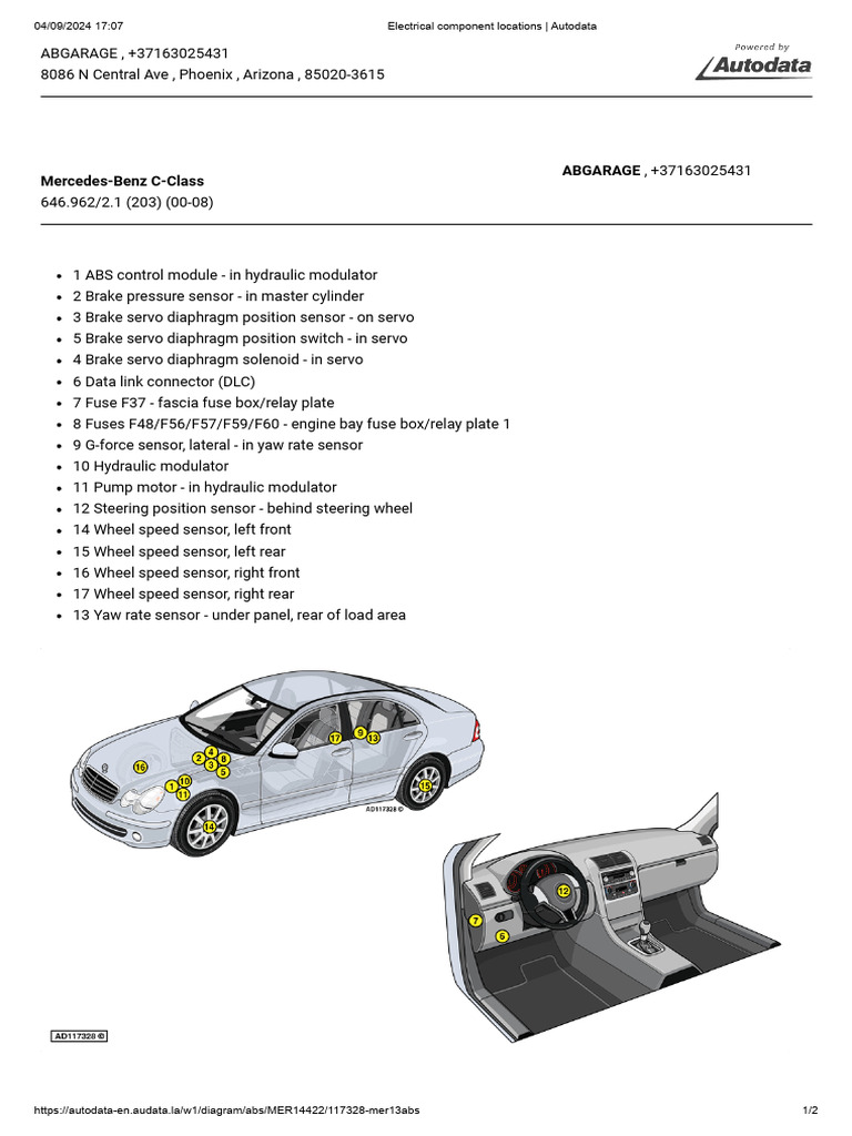 System layout Electrical component locations _ Autodata | PDF