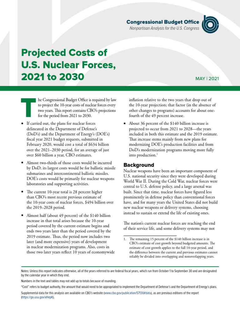 Nuclear-Forces(2021 to 2030) | PDF | Congressional Budget Office ...