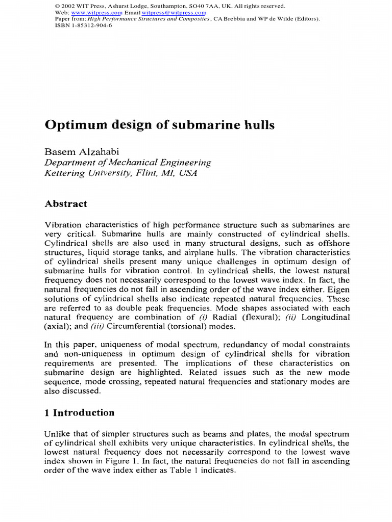 Optimum_design_of_submarine_hulls | PDF | Normal Mode | Waves