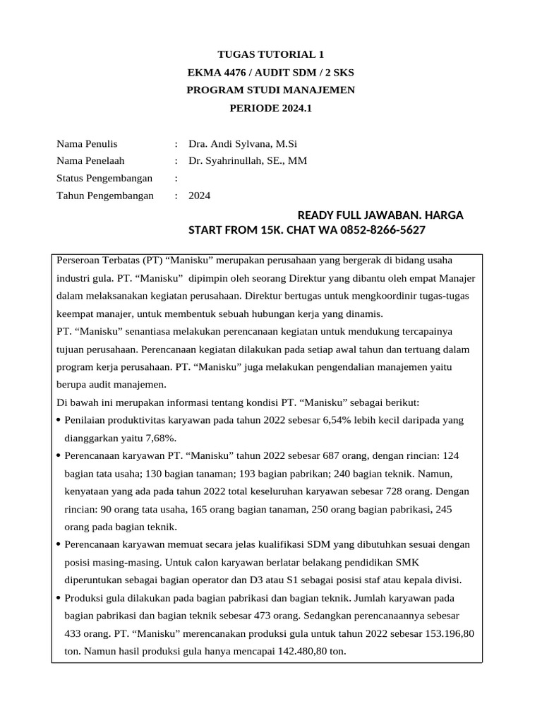 Tugas 1 - Audit SDM | PDF