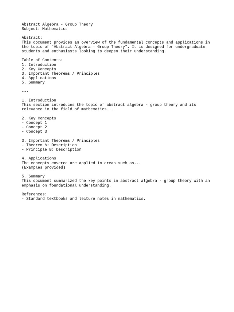 Abstract Algebra - Group Theory | PDF