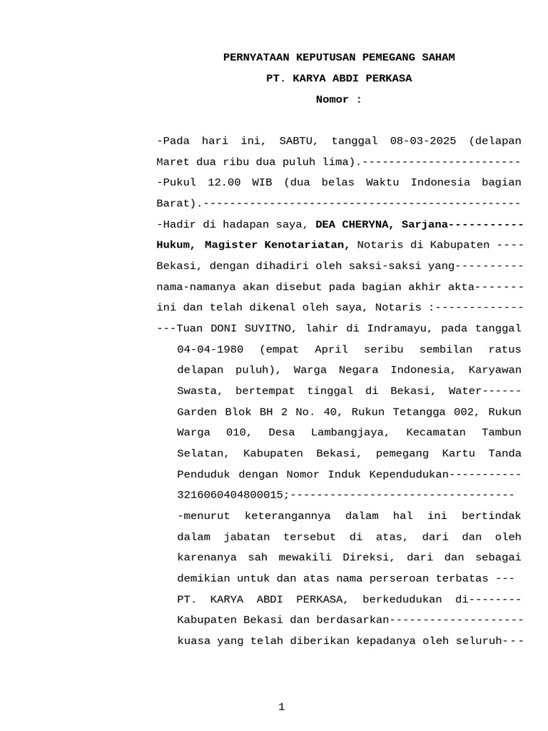 MInuta Karya ABdi Persada | PDF