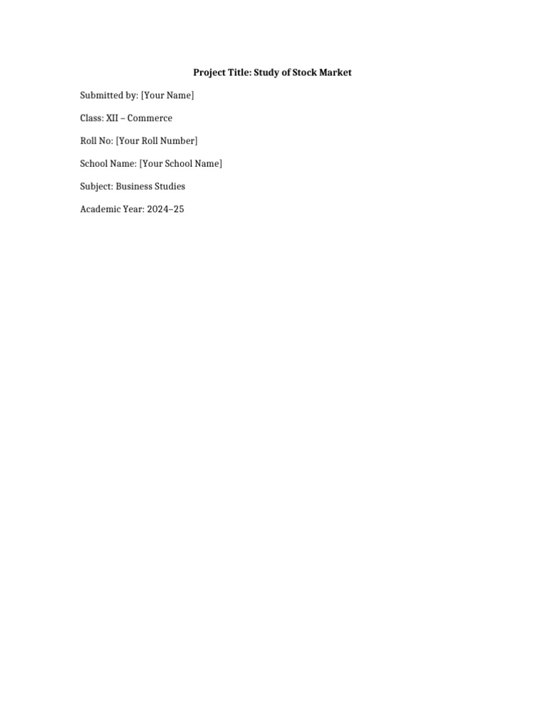 Stock Market Analysis Project 2024-25 | PDF | Economies