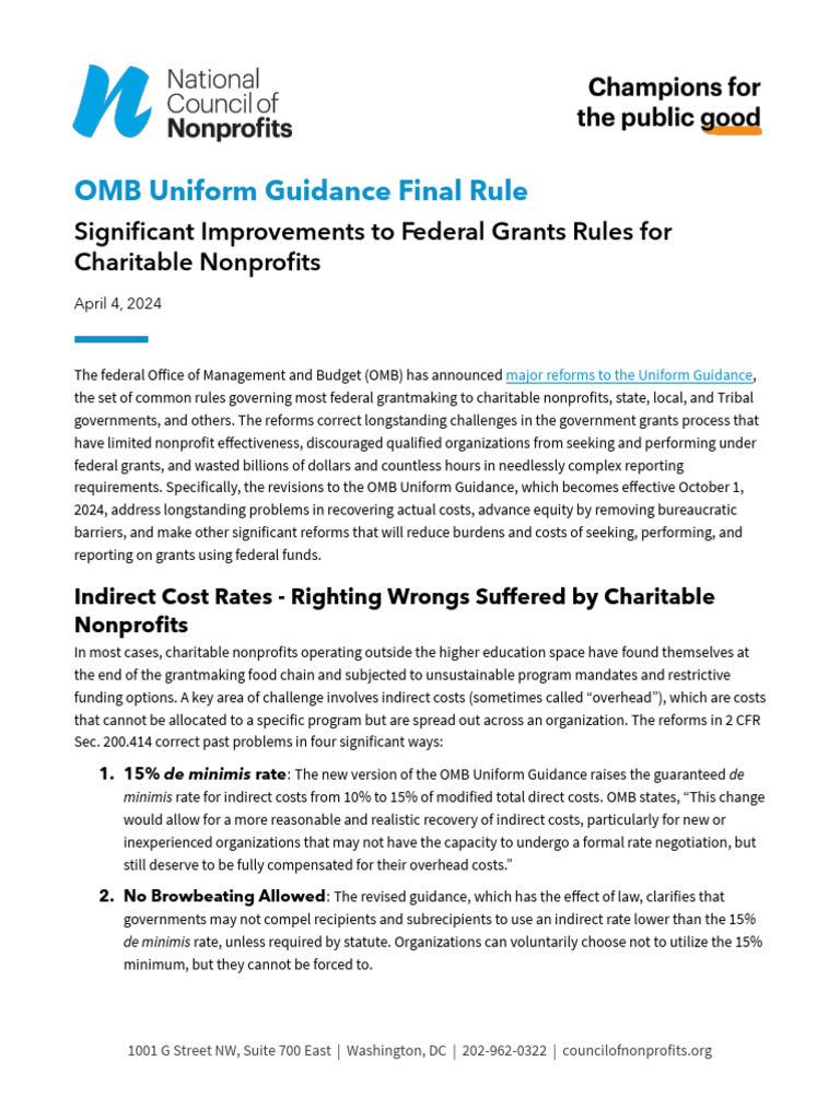 OMB Uniform Guidance Final Rule | PDF | Office Of Management And Budget
