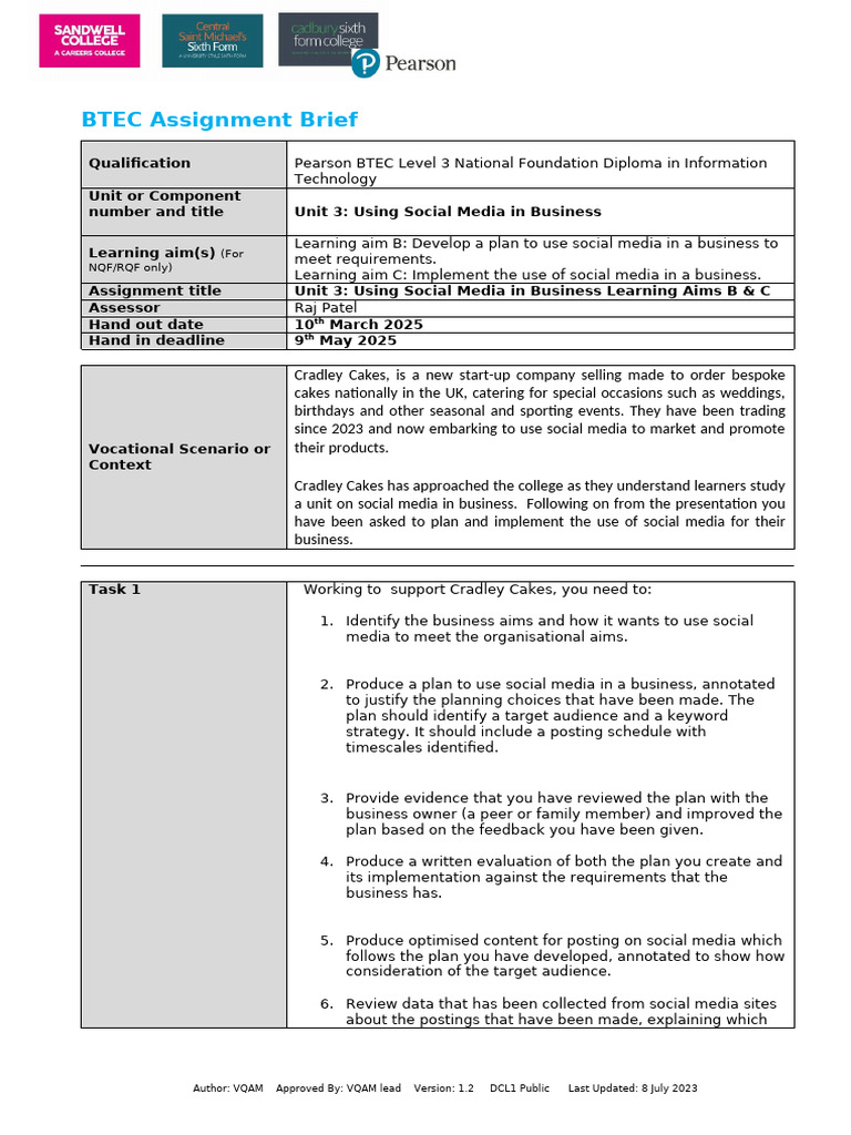 BTEC IT Unit 3 Social Media Assignment | PDF | Human Communication | Cognition