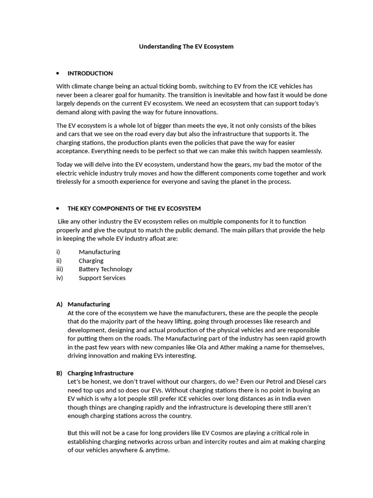 Exploring the EV Ecosystem Components | PDF | Electric Vehicle ...