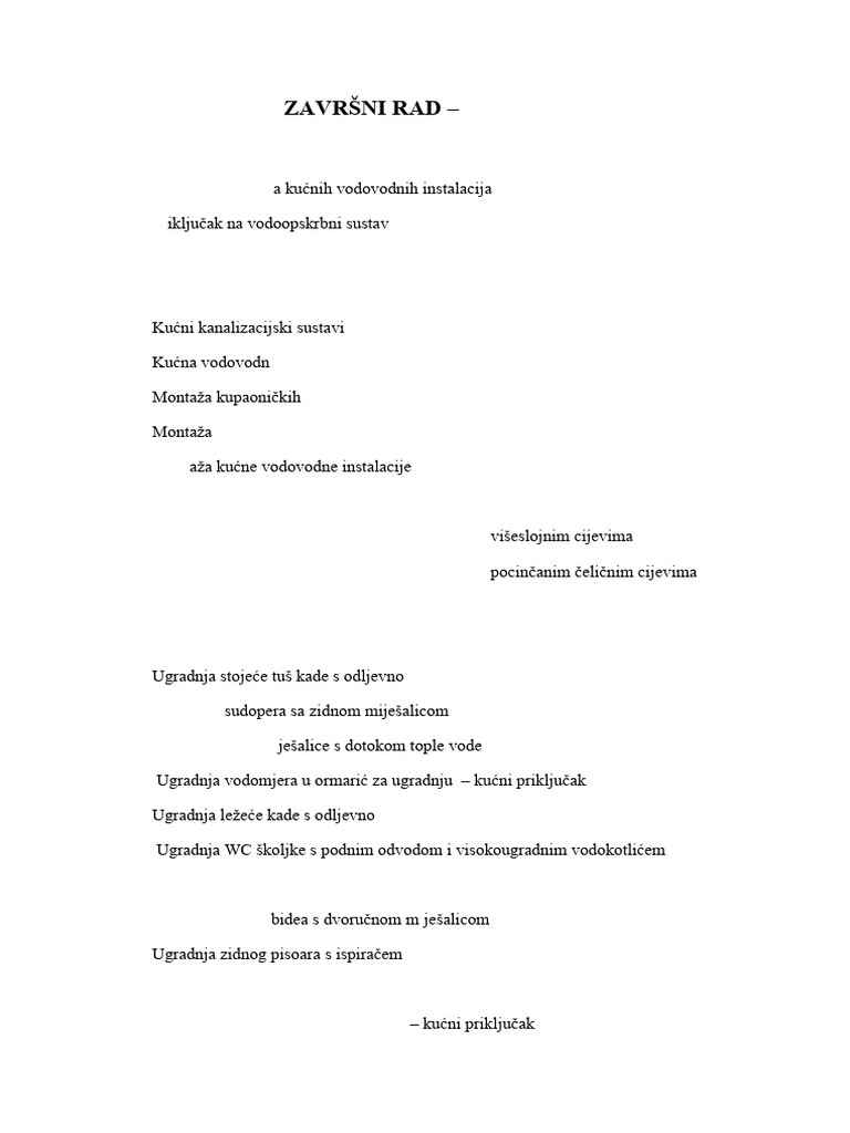 TEME ZA ZAVRSNI RAD - VODOINSTALATER (Dragutin An Elo, Tihomir Susak ...