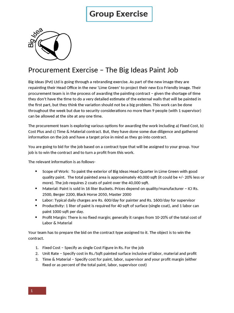 Session 8: Procurement Bid Exercise | PDF | Cost | Business Economics