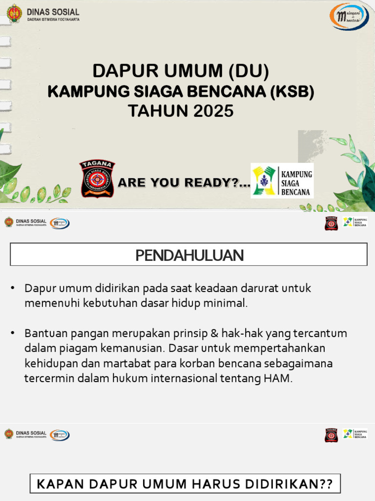 Dapur Umum KSB: Panduan Operasional 2025 | PDF