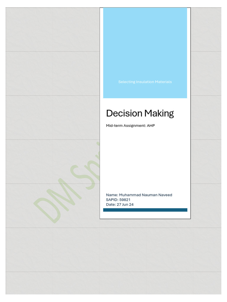 Nauman AHP Assignment 59821 | PDF | Building Insulation | Thermal Insulation
