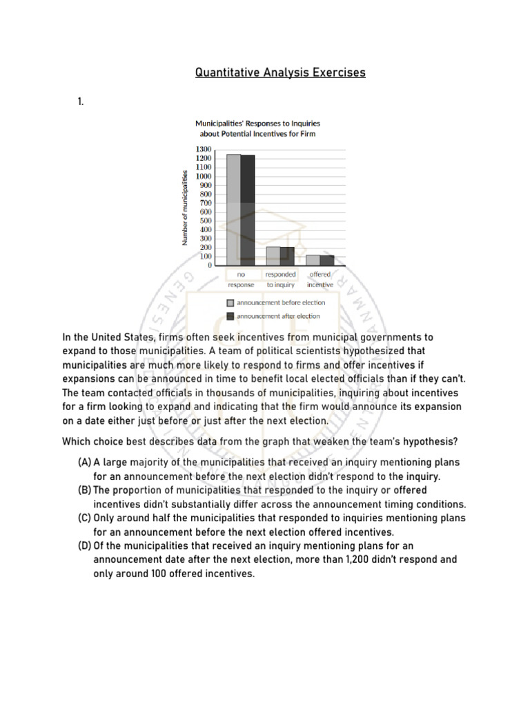 Quantitative Analysis Exercises | PDF