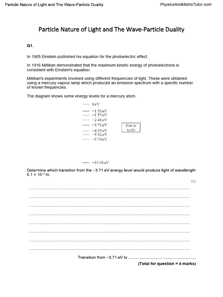 Wave-Particle Duality and Light Physics | PDF | Photoelectric Effect ...