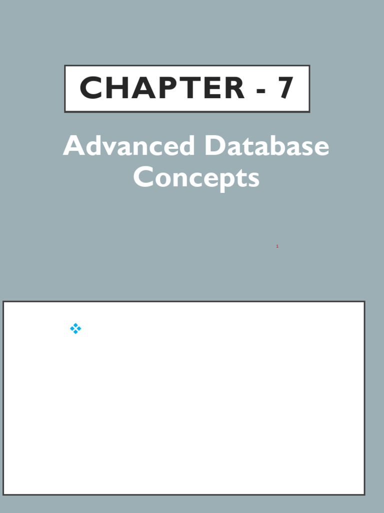 chapter 7 Advanced Concept | PDF | Data Warehouse | Databases
