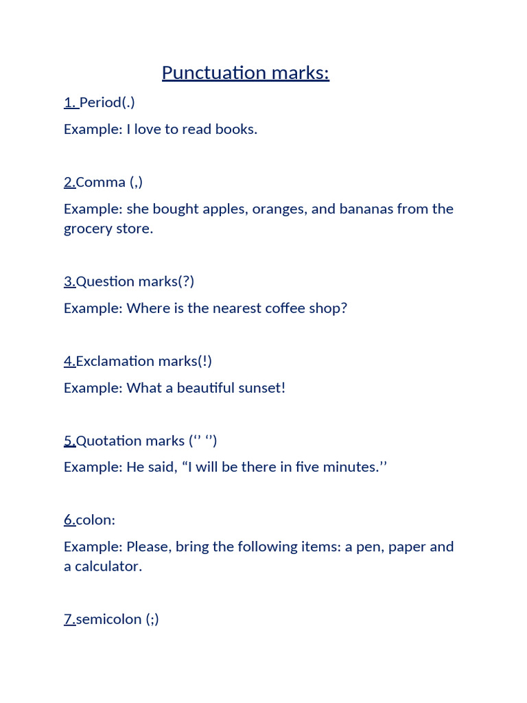 Punctuation Marks | PDF