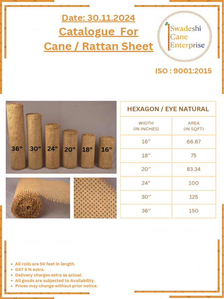 Pricing for Natural Cane Sheets | PDF | Quantity | Units Of Measurement