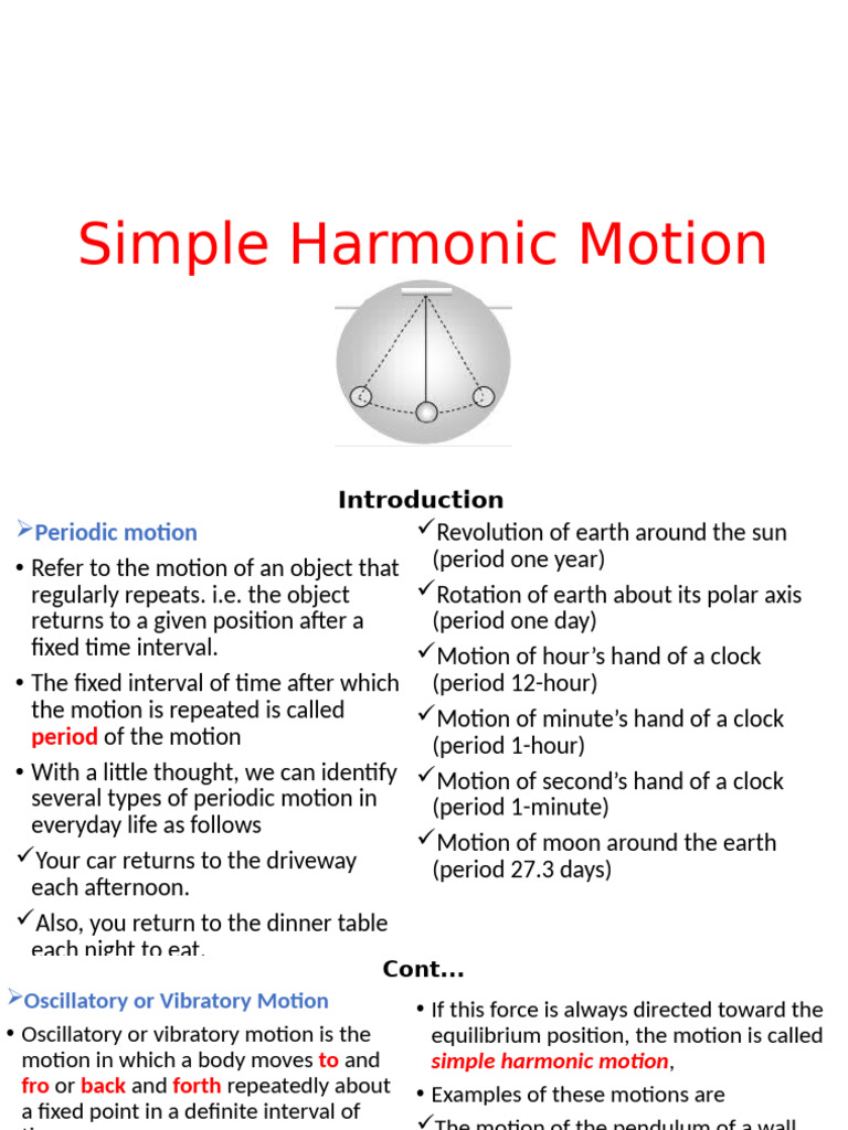 03 - Simple Harmonic Motion | PDF | Oscillation | Force