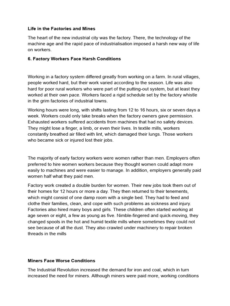 Life of Factory Workers and Labour Reforma | PDF | Trade Union ...