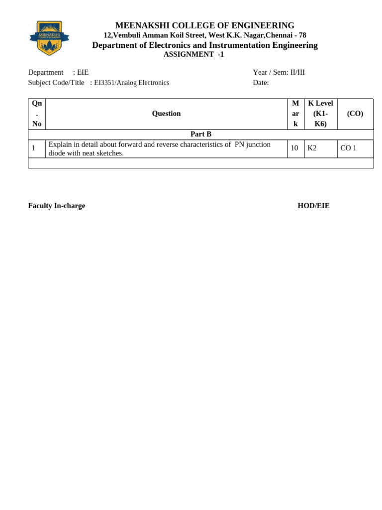 AE Assignment QP 23-24 (NAAC) | PDF | Electronics | Electrical Engineering