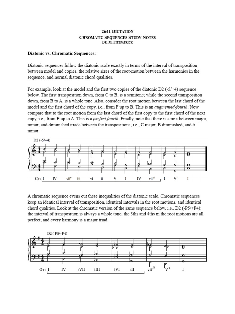 Chromatic Sequences Study Notes | PDF | Interval (Music) | Chord (Music)