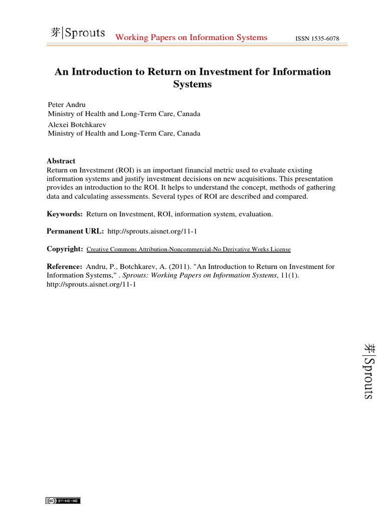 An Introduction To Return On Investment | PDF | Return On Investment ...