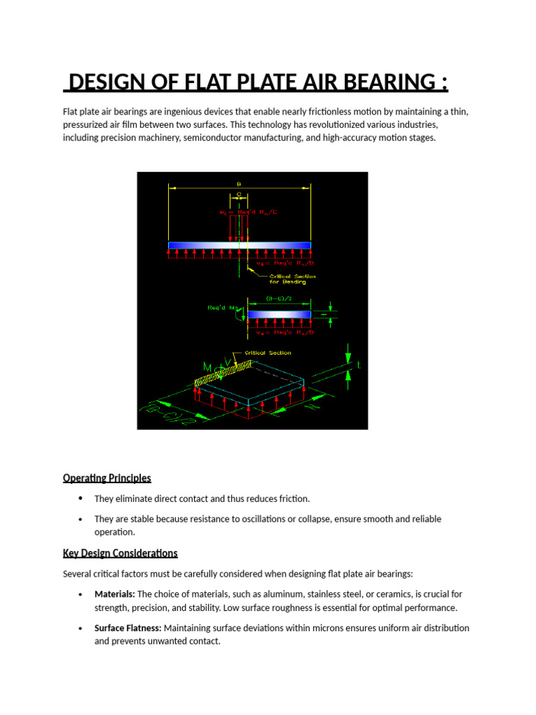 Design of Flat Plate Air Bearing | PDF | Bearing (Mechanical) | Fluid ...
