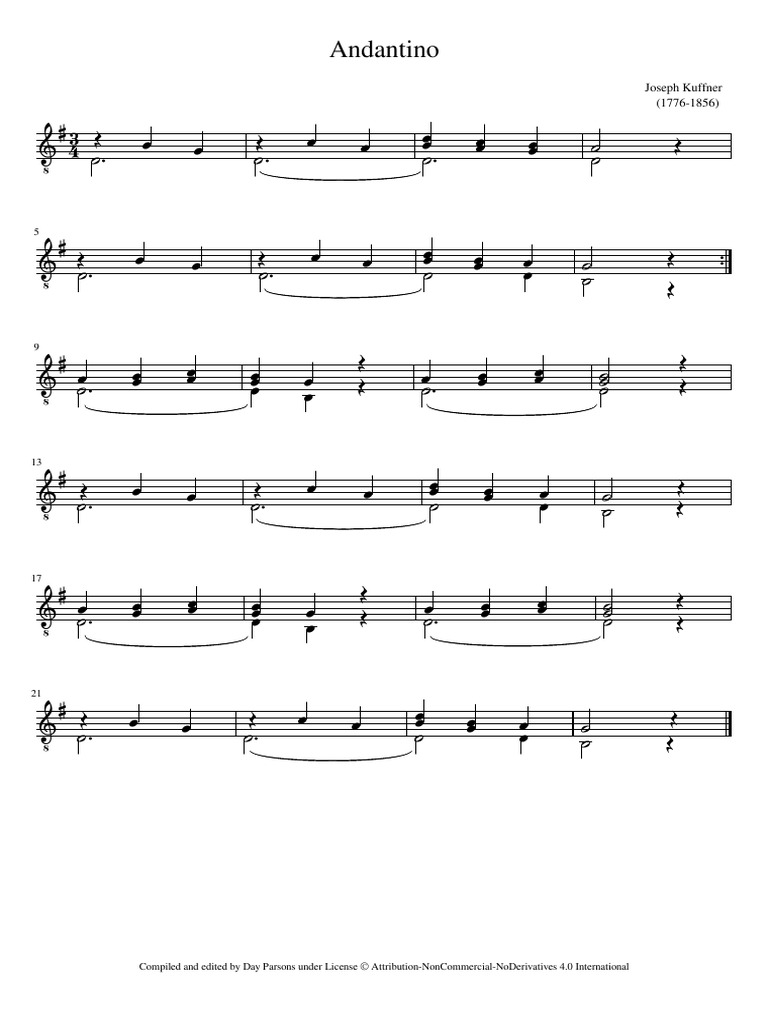 Kuffner's Andantino Sheet Music | PDF