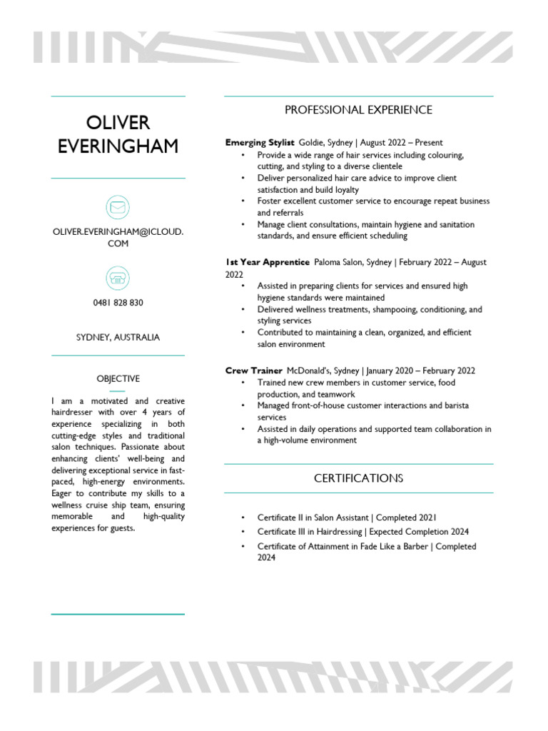 Oliver Everingham Resumè | PDF | Social Psychology | Organizational Behavior