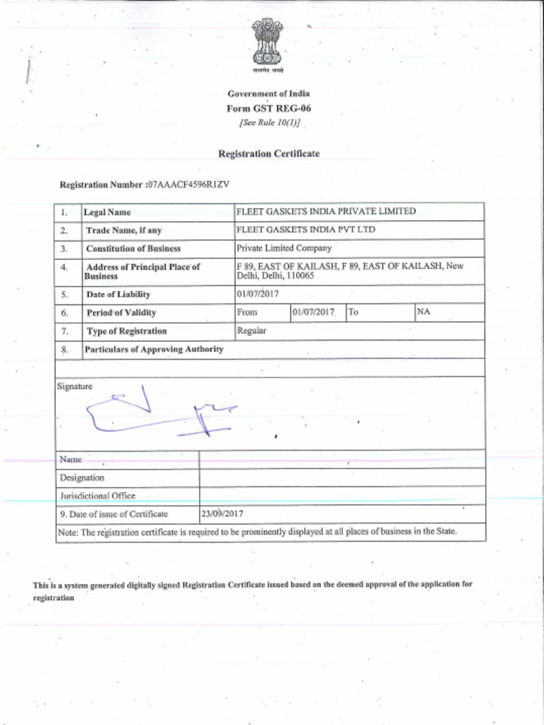 Fleet GST Certificate | PDF