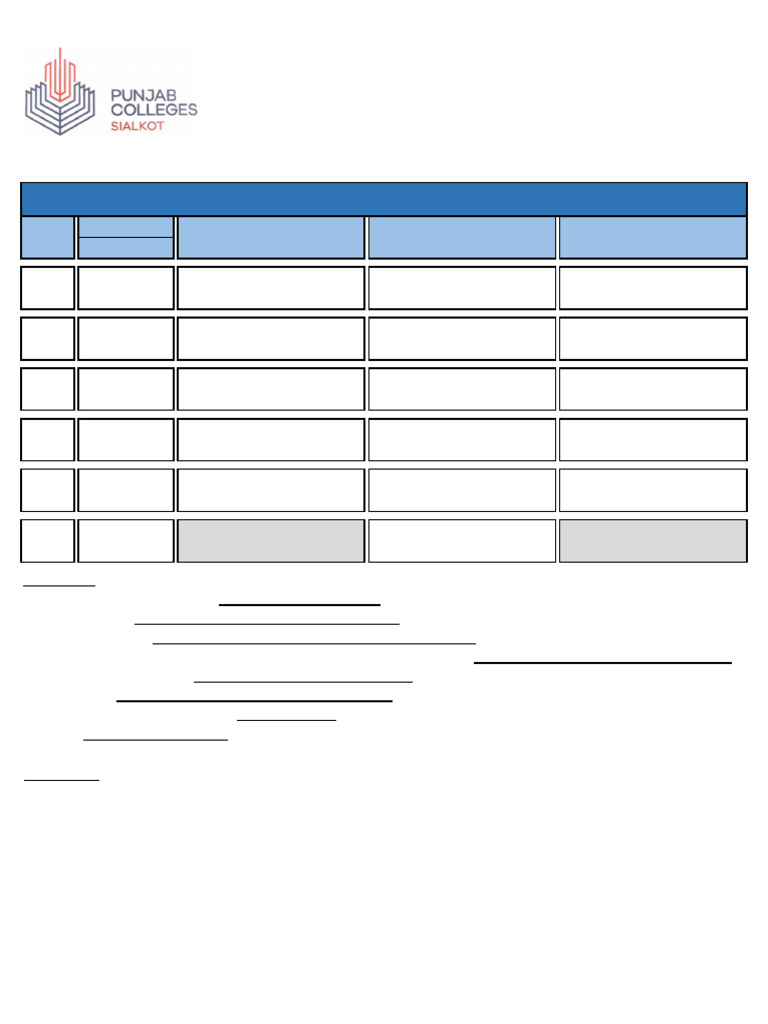 Date Sheet Final Revision Exam 2025 Part I Pdf