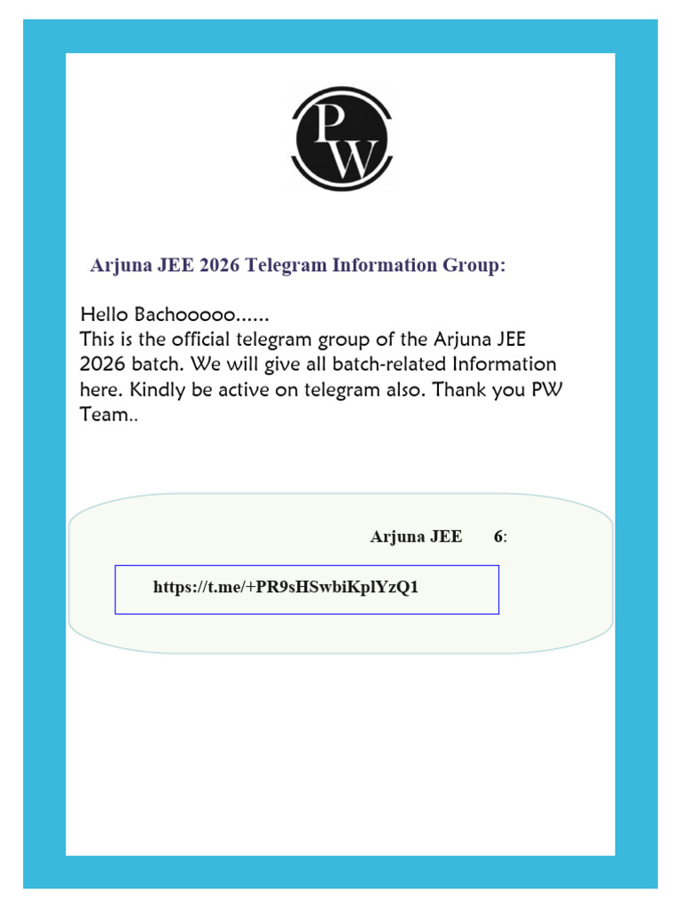 Arjuna JEE 2026 _ Telegram Group Link | PDF