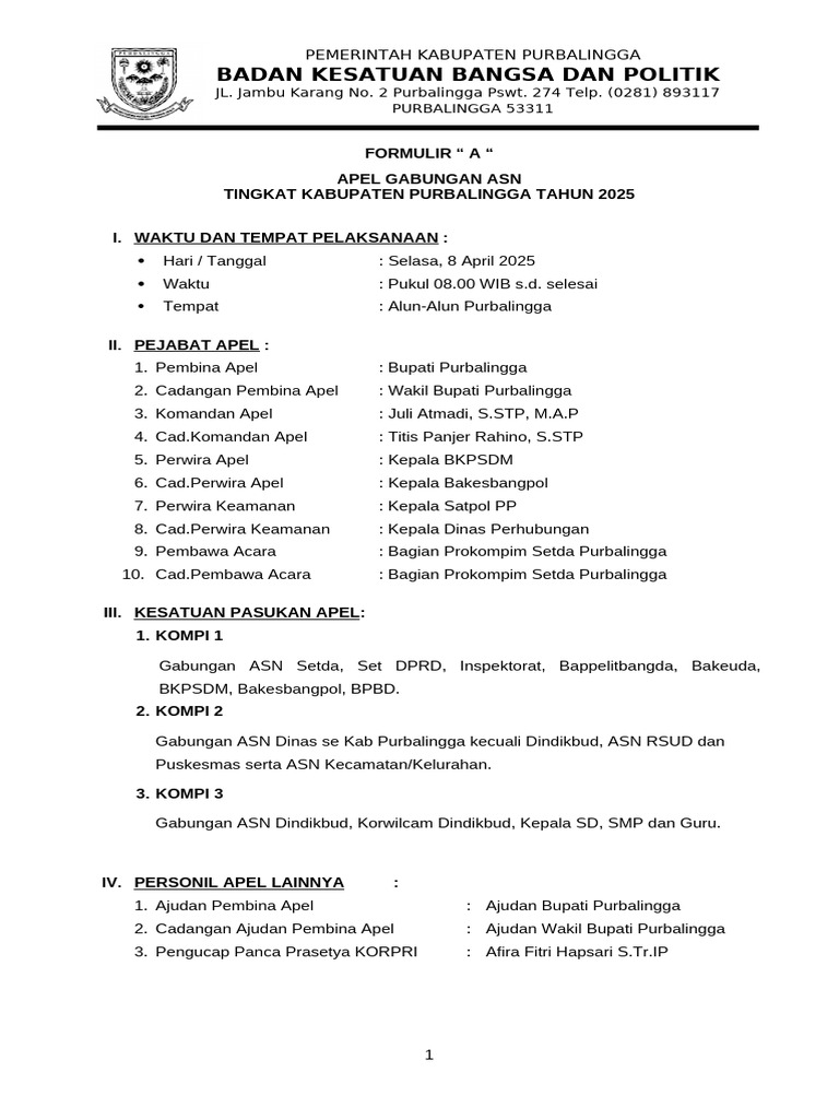 Form A Apel Gabungan Asn 2025 | PDF