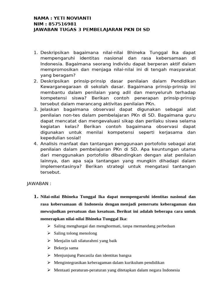 TUGAS 3 PEMBELAJARAN PKN | PDF