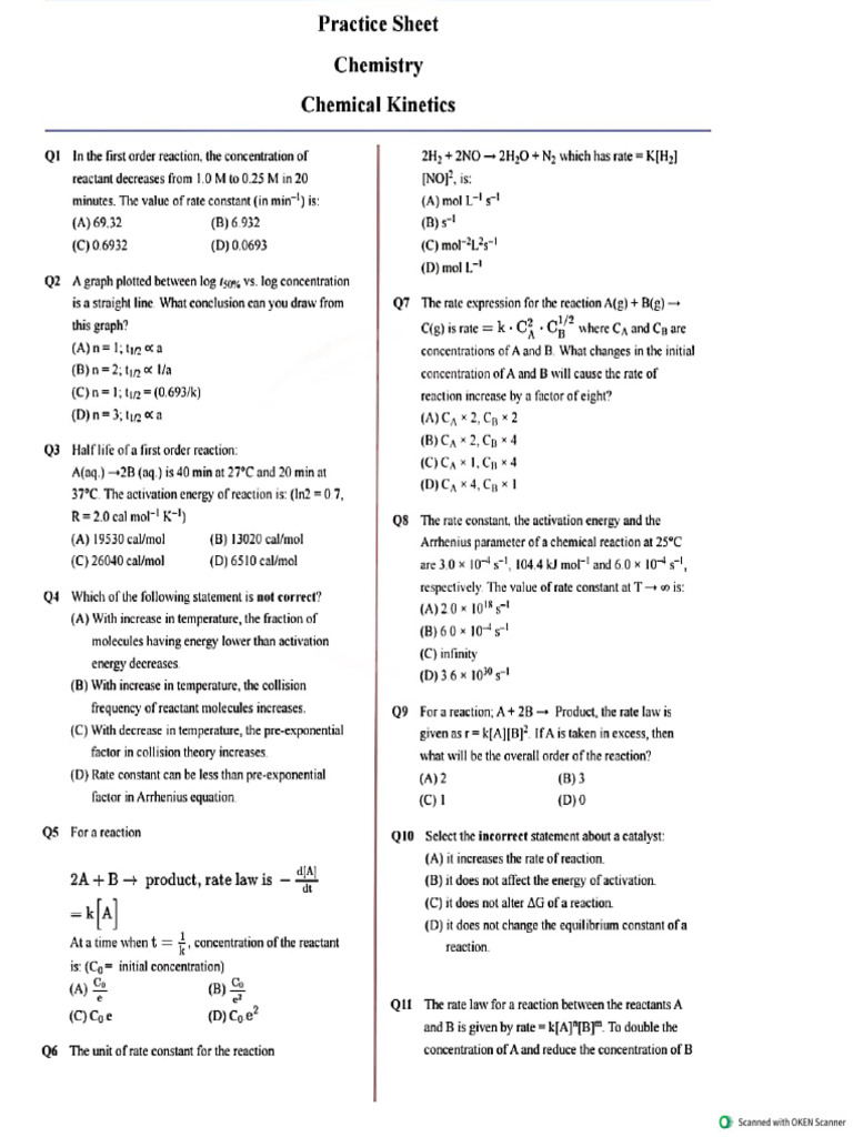 Chemical Kinetics | PDF