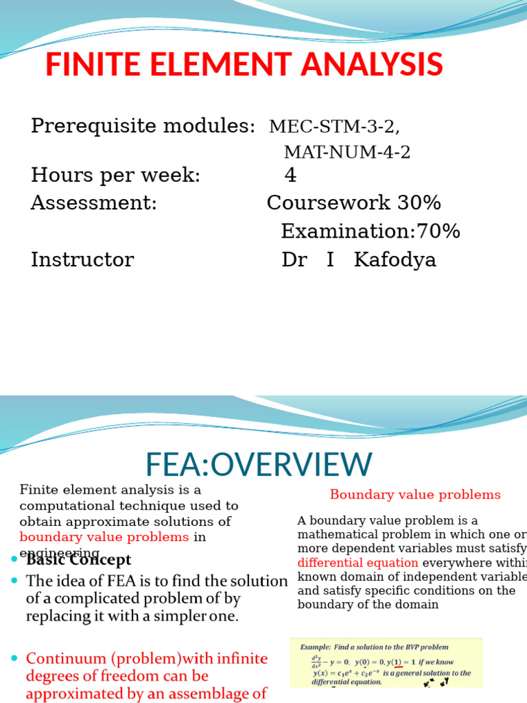 FINITE ELEMENT ANALYSIS ppt | PDF | Finite Element Method | Matrix (Mathematics)