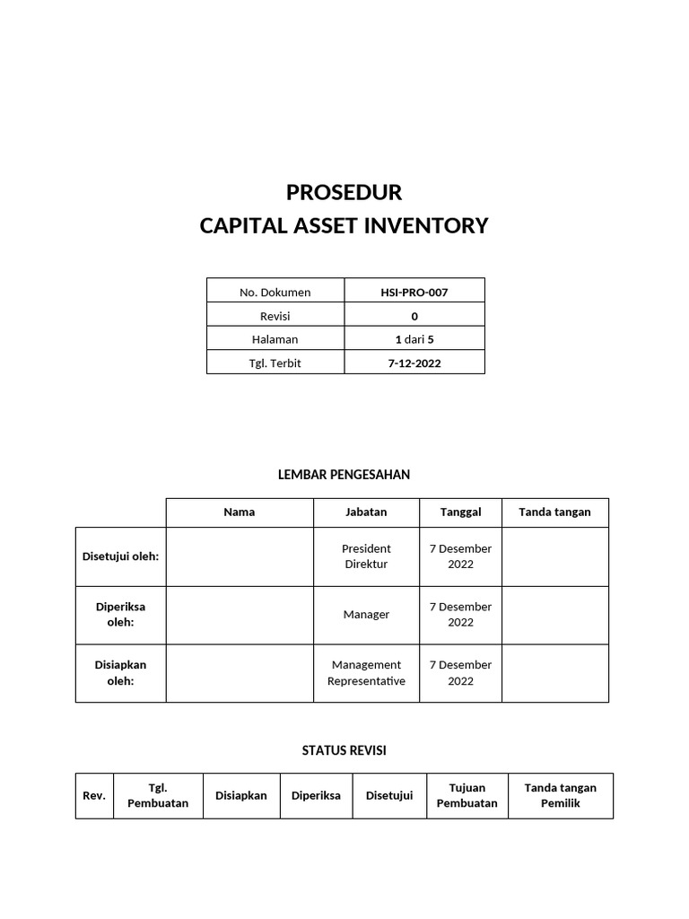 Prosedur Inventarisasi Aset Modal | PDF
