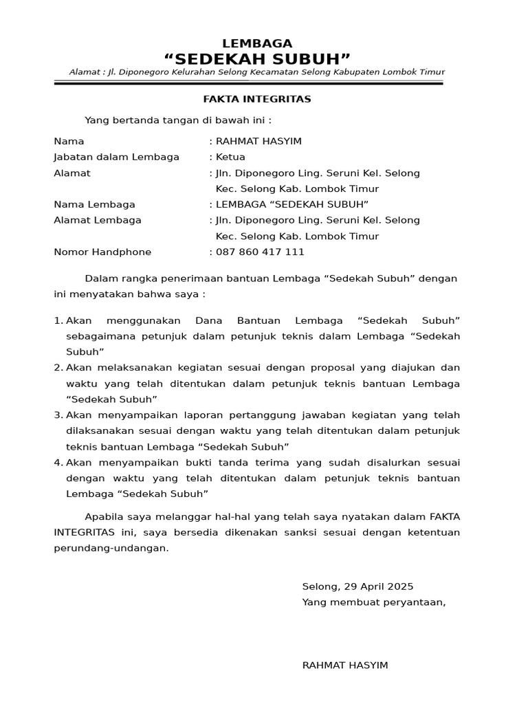 Fakta Integritas | PDF