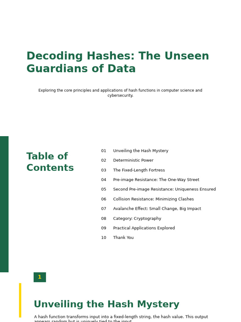 Decoding Hashes The Unseen Guardiansof Data | PDF | Computer Science | Computing