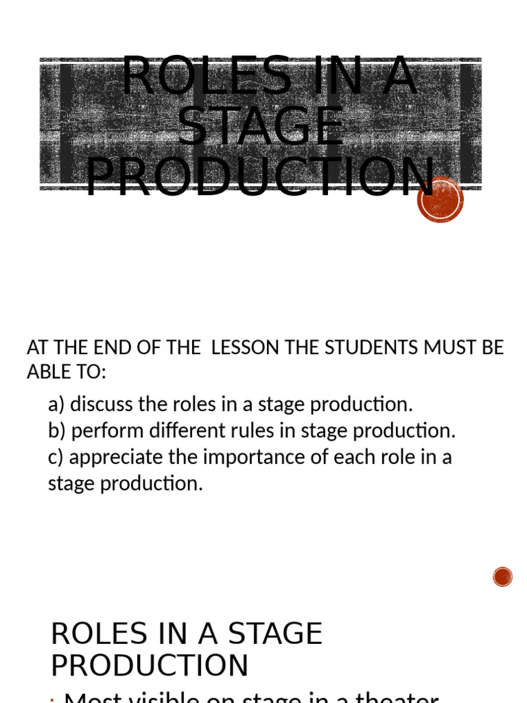 Roles in a Stage Production | PDF