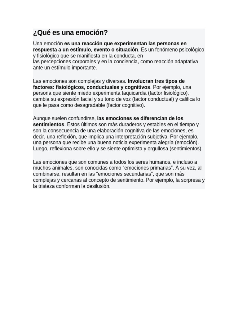Qué Es Una Emoción | PDF | Las emociones | Comportamiento