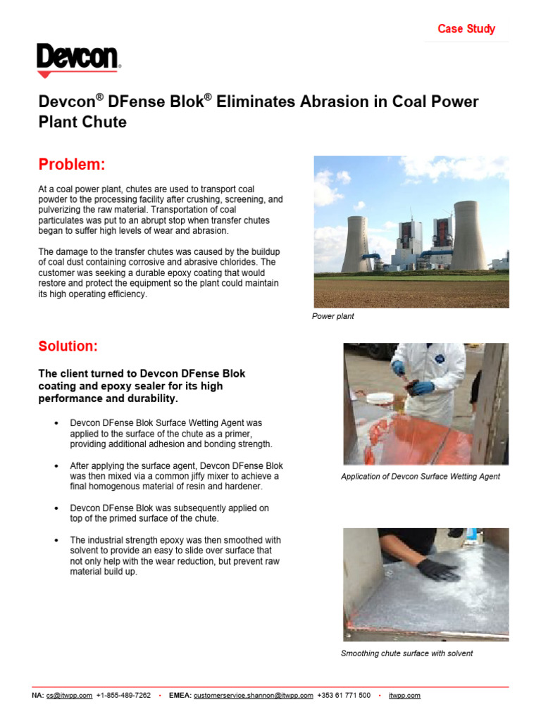 Devcon DFense Blok Coal Power Plant Chute Repair | PDF | Epoxy | Coating
