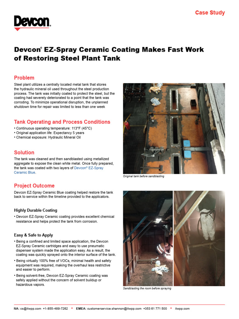 Devcon EZ-Spray Steel Plant Tank Restoration Project | PDF | Corrosion ...