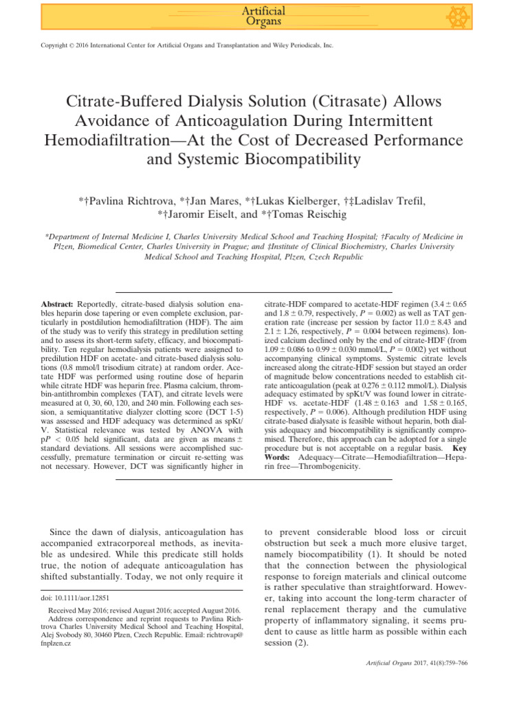 03-Citrate Buffered Dialysis Solution (Citrasate) Allows Avoidance of ...