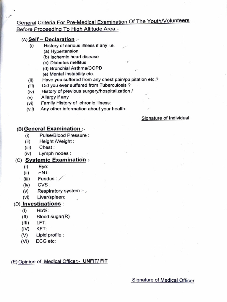 Medical Certificate Criteria for Youth | PDF