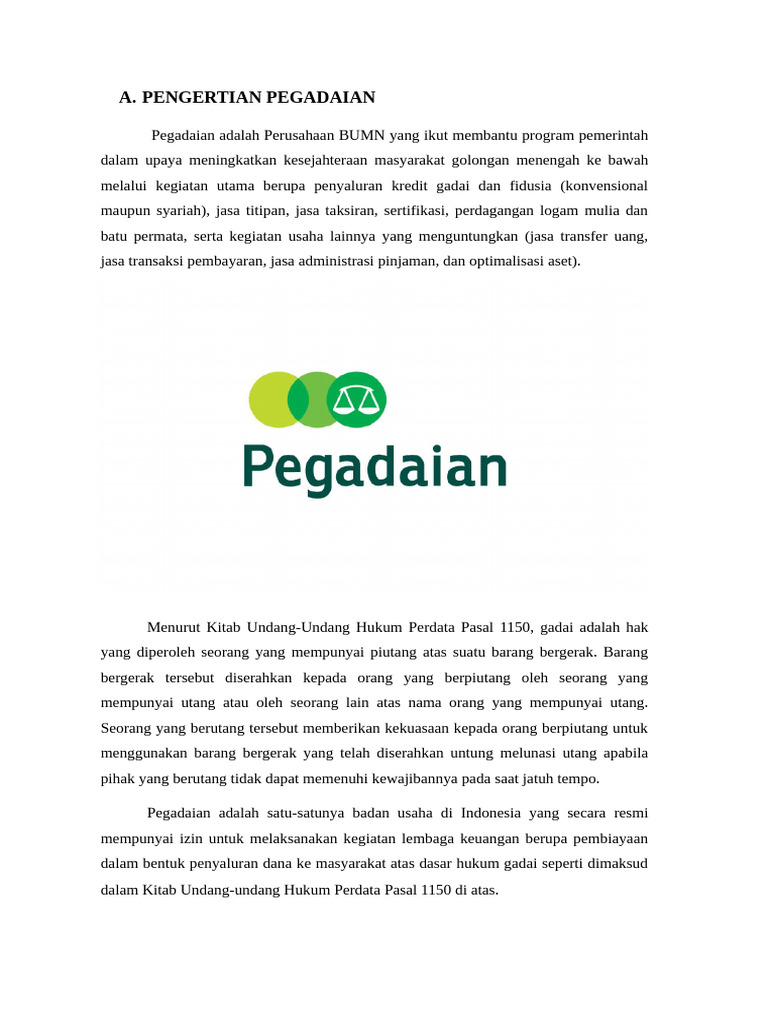 Pengertian Pegadaian | PDF