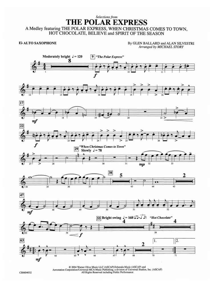 The Polar Express, Selections From - E-Flat Alto Saxophone | PDF
