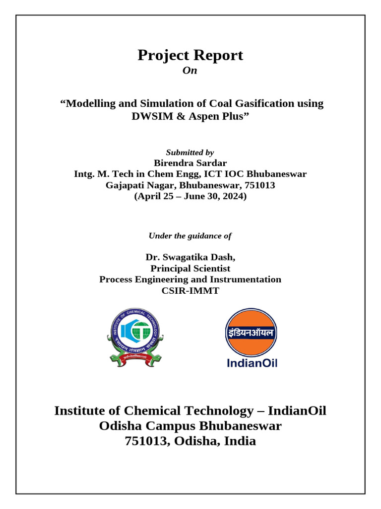 Coal Gasification Simulation Report | PDF | Gasification | Coal